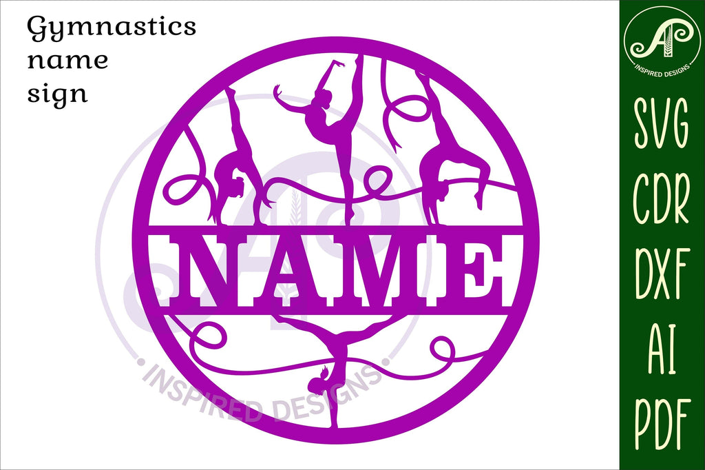 Gymnastics name sign svg laser cut template - So Fontsy