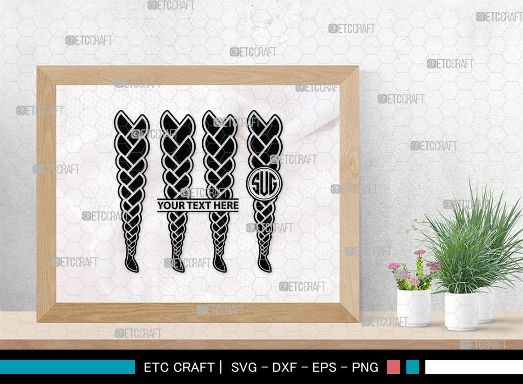 Hair Braided Monogram, Hair Braided Silhouette, Hair Braided SVG ...