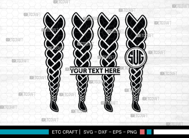 Hair Braided Monogram, Hair Braided Silhouette, Hair Braided SVG ...