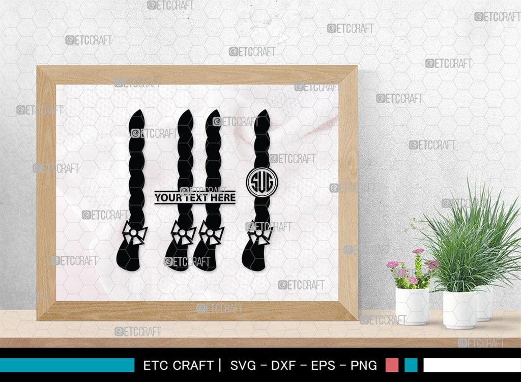Hair Braided Monogram, Hair Braided Silhouette, Hair Braided SVG ...