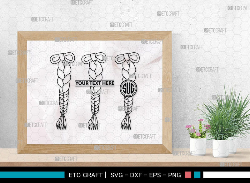Hair Braided Monogram, Hair Braided Silhouette, Hair Braided SVG ...