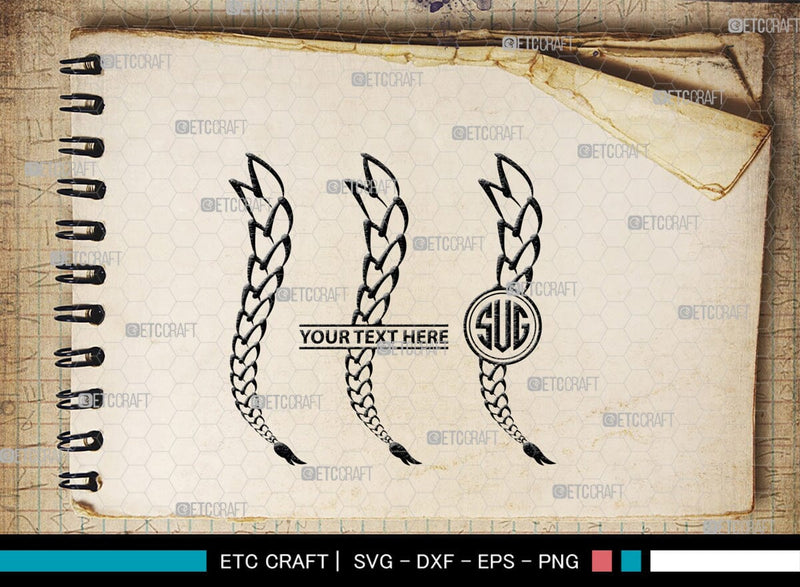Hair Braided Monogram, Hair Braided Silhouette, Hair Braided SVG ...