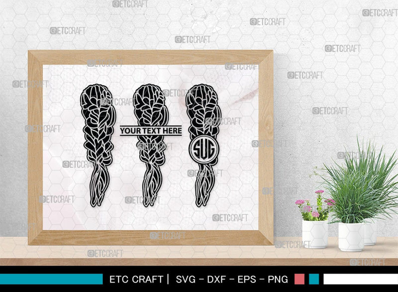 Hair Braided Monogram, Hair Braided Silhouette, Hair Braided SVG ...