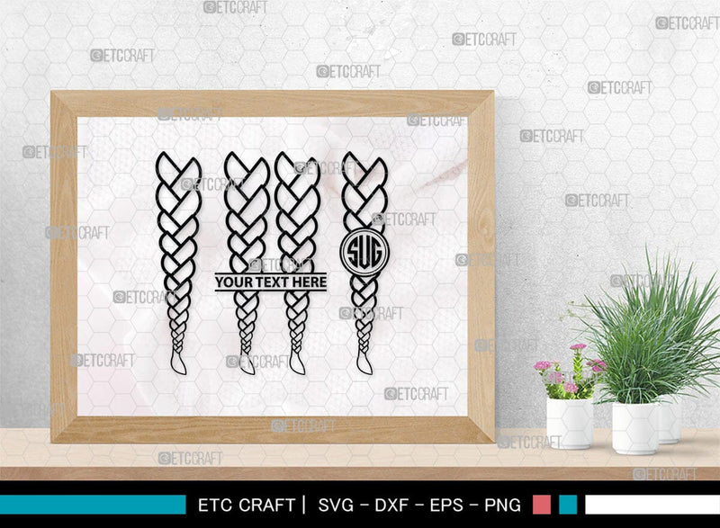 Hair Braided Monogram, Hair Braided Silhouette, Hair Braided SVG ...