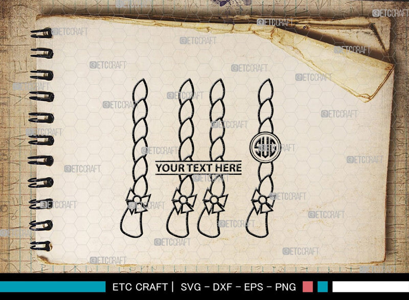 Hair Braided Monogram, Hair Braided Silhouette, Hair Braided SVG ...
