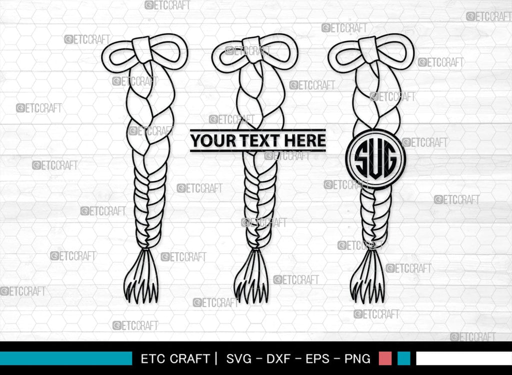 Hair Braided Monogram, Hair Braided Silhouette, Hair Braided SVG ...