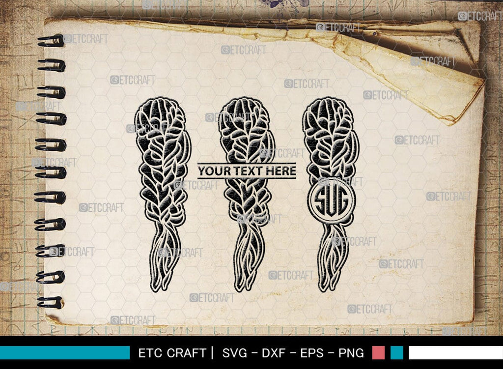 Hair Braided Monogram, Hair Braided Silhouette, Hair Braided SVG ...