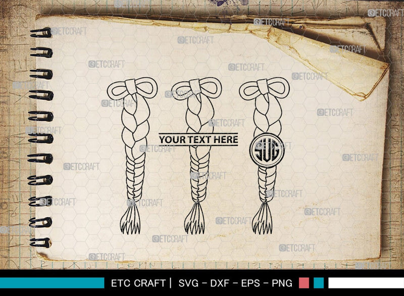 Hair Braided Monogram, Hair Braided Silhouette, Hair Braided SVG ...