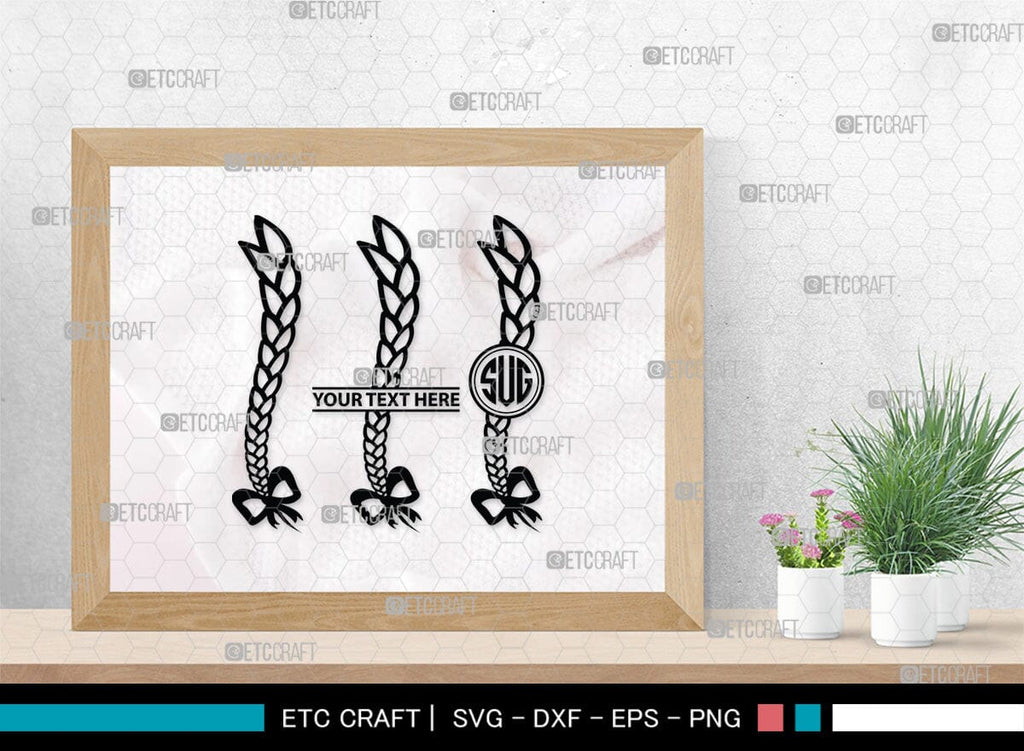Hair Braided Monogram, Hair Braided Silhouette, Hair Braided SVG ...