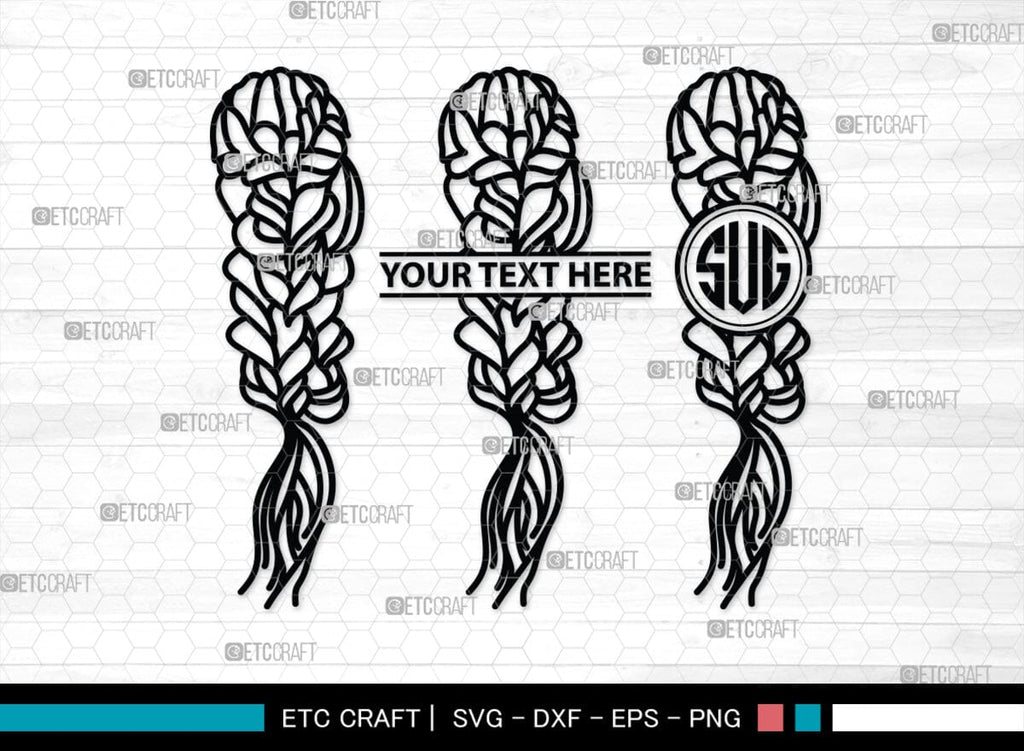 Hair Braided Monogram, Hair Braided Silhouette, Hair Braided SVG ...