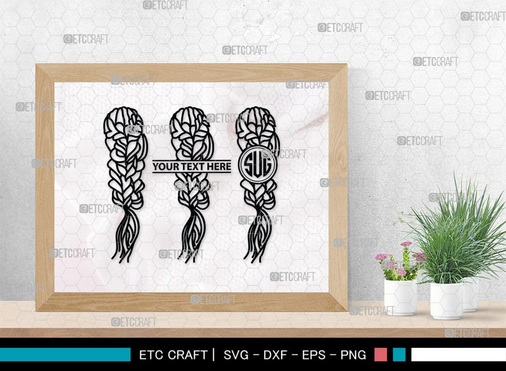 Hair Braided Monogram, Hair Braided Silhouette, Hair Braided SVG ...