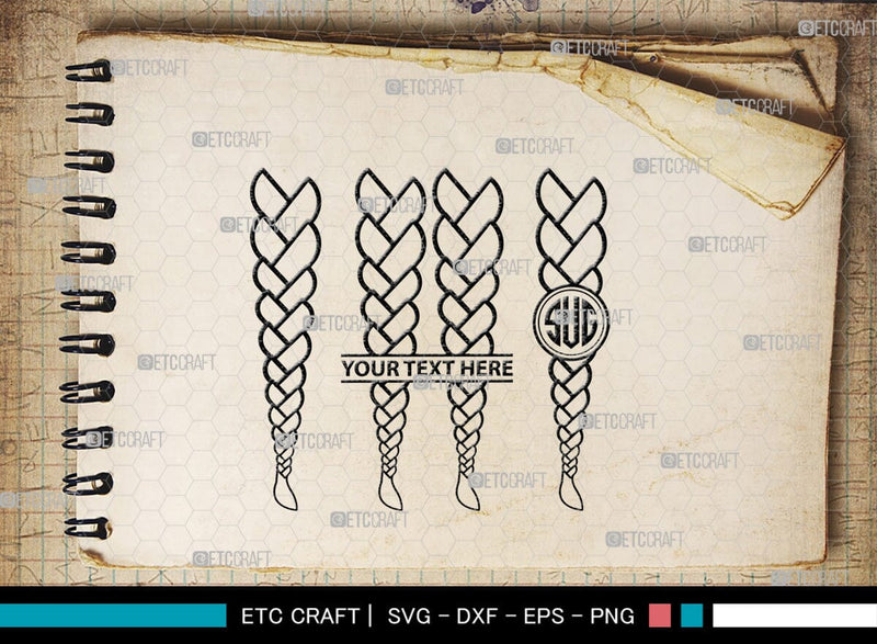 Hair Braided Monogram, Hair Braided Silhouette, Hair Braided SVG ...
