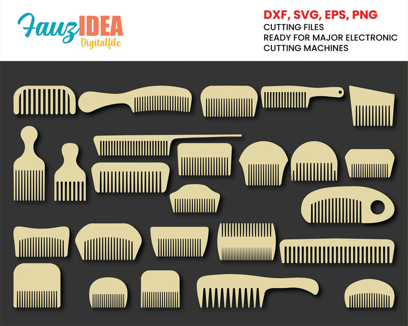 Hair comb For Wood or Plywood Beard combBundle. Laser cut template. Cnc ...