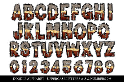 Half Leopard Football Doodle Letters - Hand Drawn Alpha Set - So Fontsy