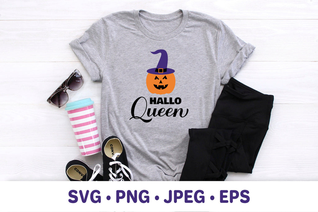 Halloqueen lettering. Hallo queen. Funny Halloween quote SVG - So Fontsy