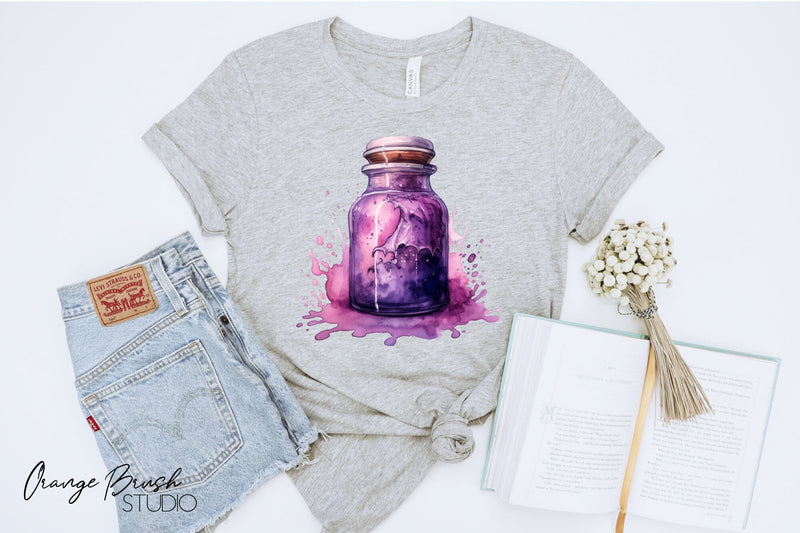 Halloween Apothecary Watercolor Clipart, Magic Potion Bottle - So Fontsy