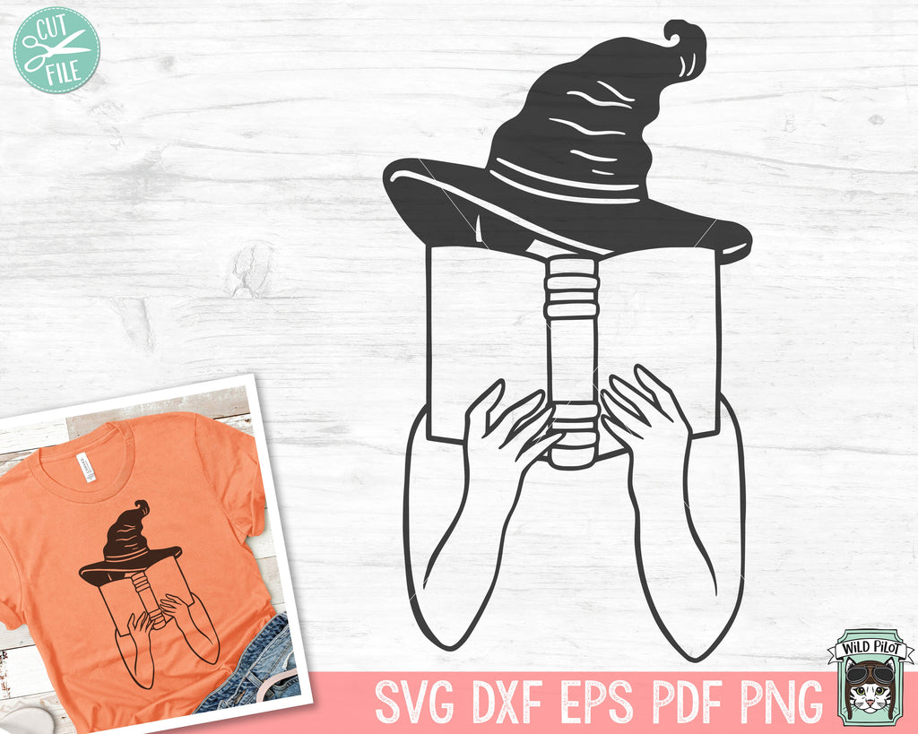 Halloween Book Lover SVG, Witch Reading Book svg, Reading svg ...