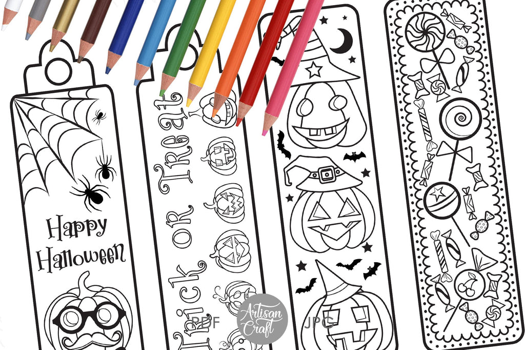 Halloween bookmark for coloring - So Fontsy