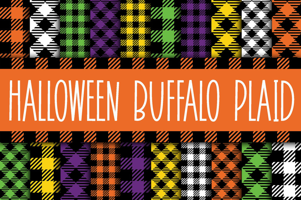 Halloween Buffalo Plaid Digital Paper - So Fontsy