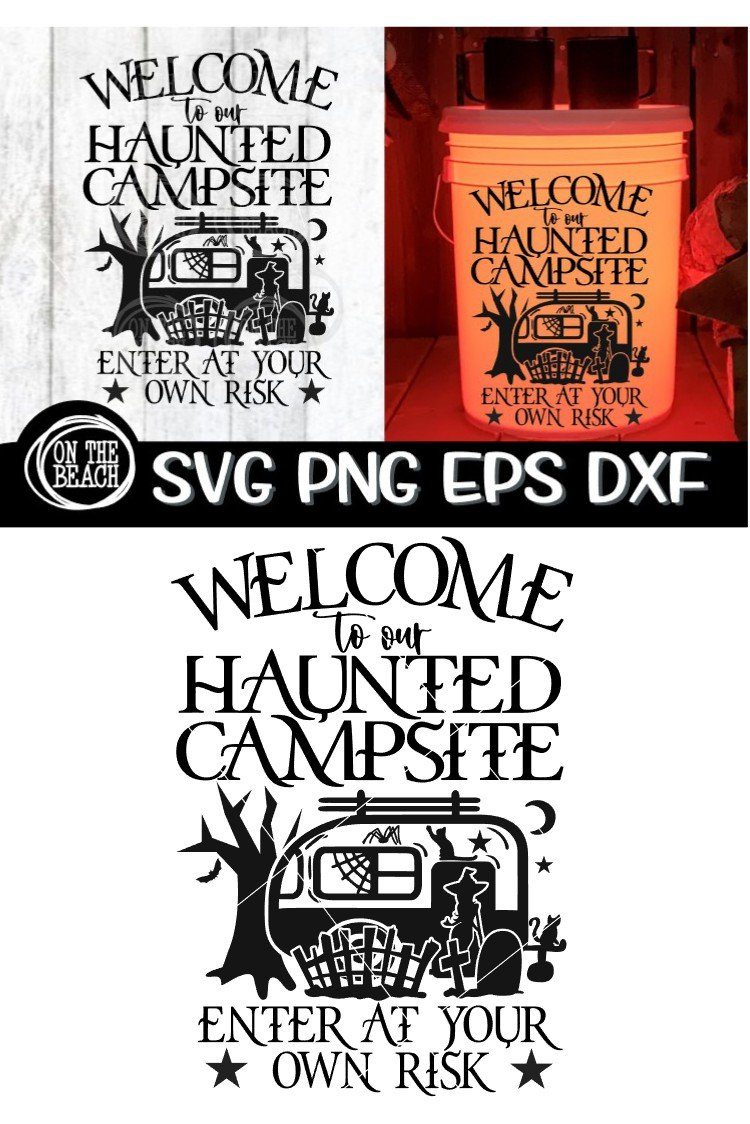 Halloween Camping SVG Haunted Campsite - Camping Bucket - So Fontsy