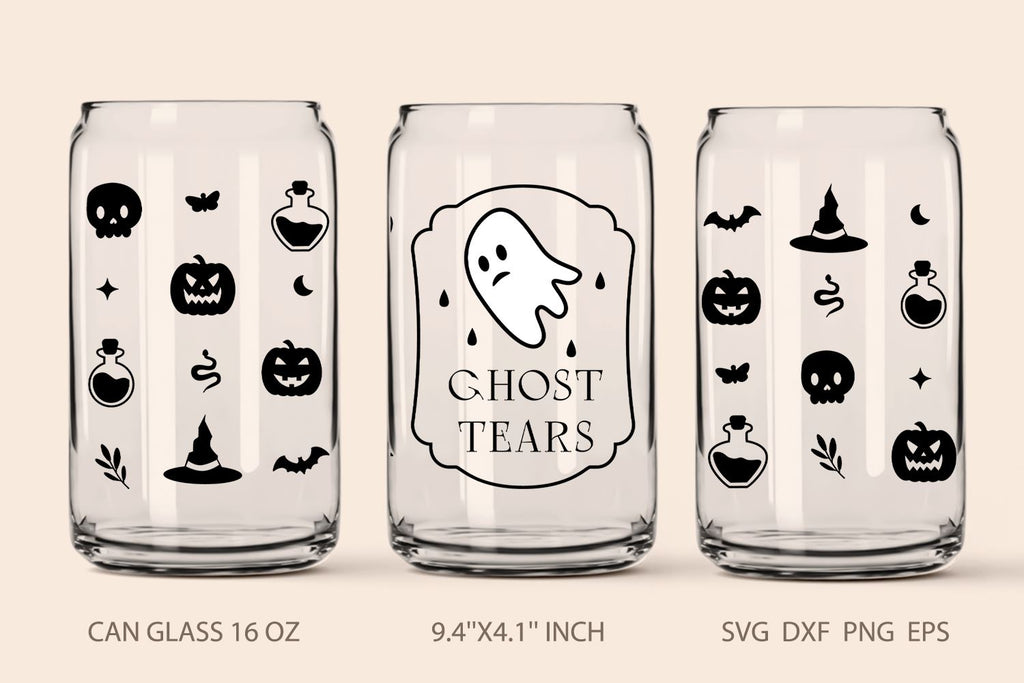 Halloween can glass ghost tears - So Fontsy
