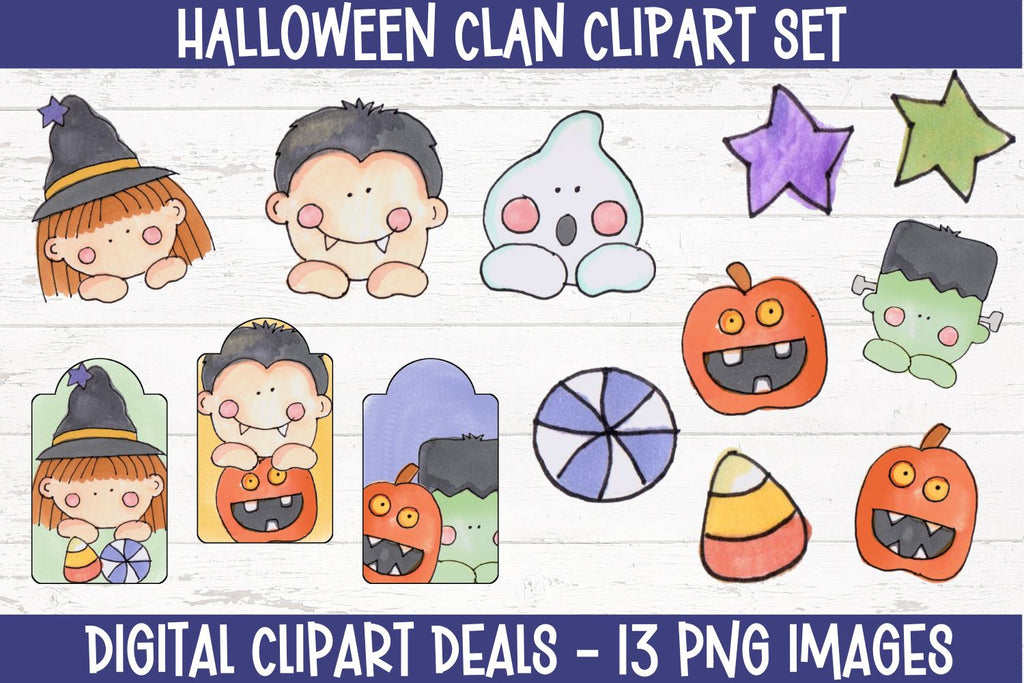 Halloween Clan Clipart Set - Teacher Halloween Classroom Clipart Set ...