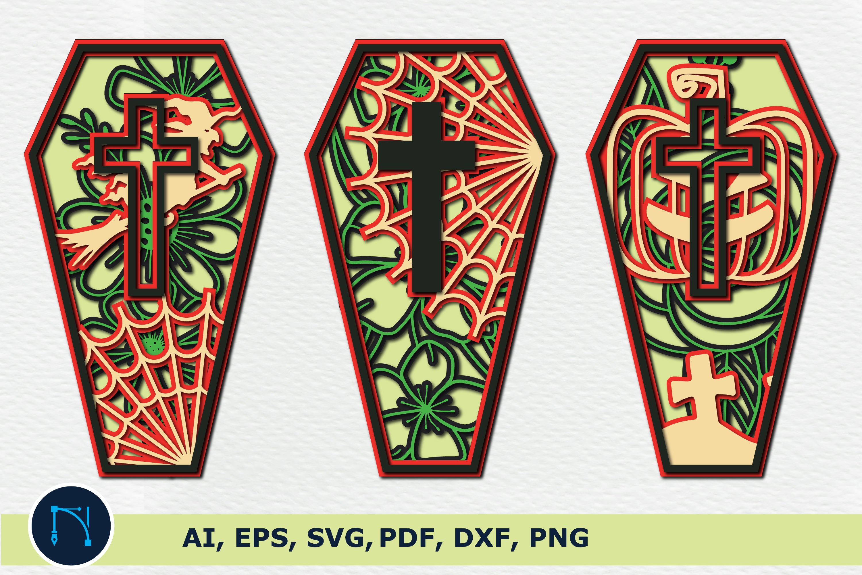 Halloween Coffin 3D Layered Cut File SVG - So Fontsy