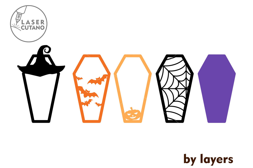 HALLOWEEN COFFINS Multilayer Cut Template - So Fontsy