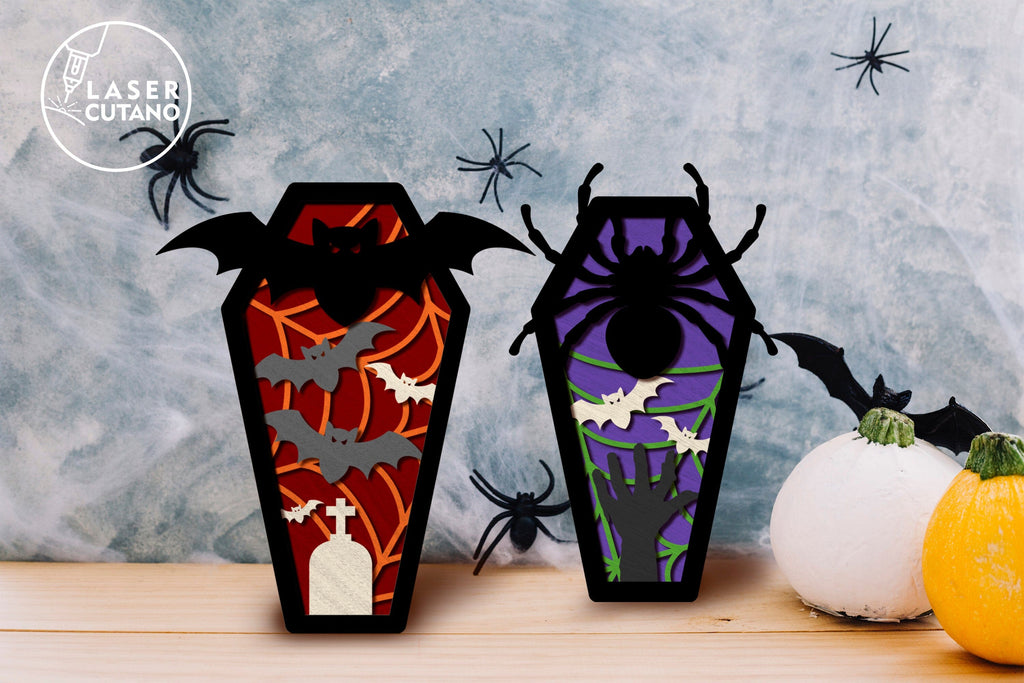 HALLOWEEN COFFINS Multilayer Cut Template - So Fontsy