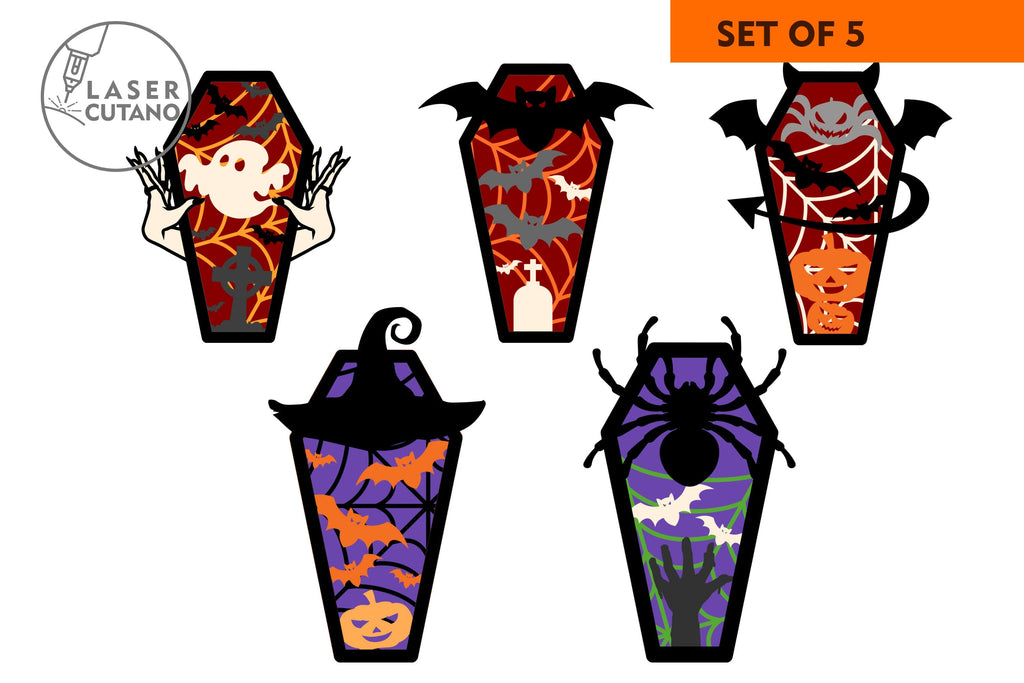 HALLOWEEN COFFINS Multilayer Cut Template - So Fontsy