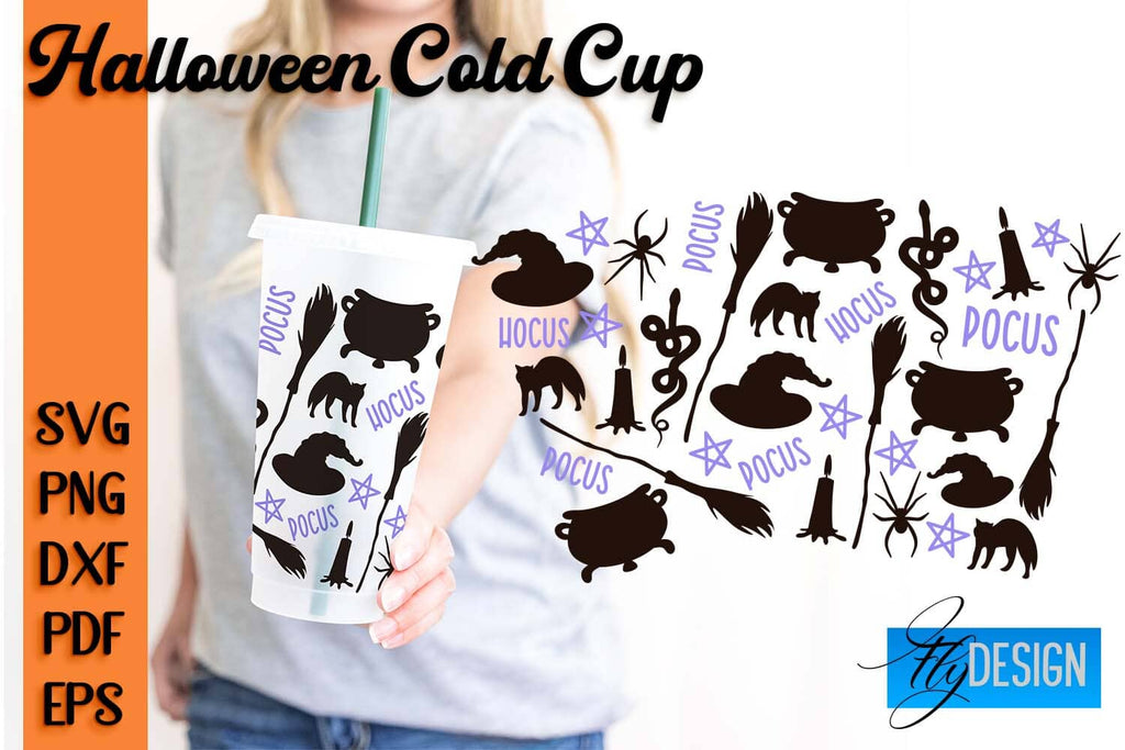 Halloween Cold Cup SVG | Cold cup Wrap SVG - So Fontsy