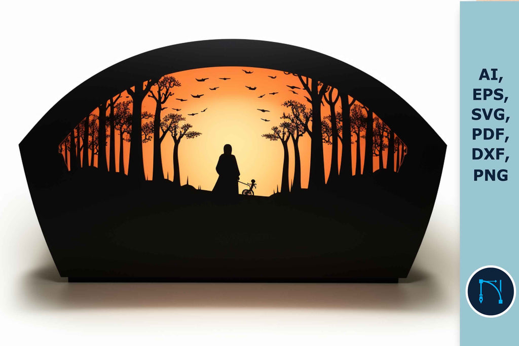 Halloween decorations with this intricate paper-cut scene SVG - So Fontsy