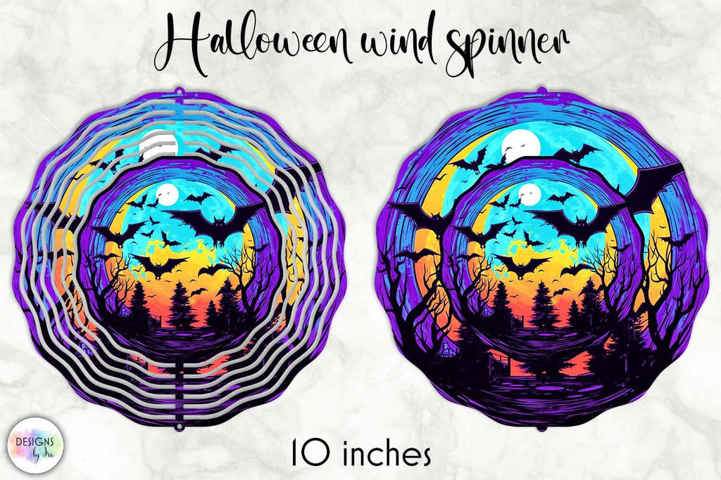 Halloween Full Moon Landscape View Wind Spinner PNG - So Fontsy