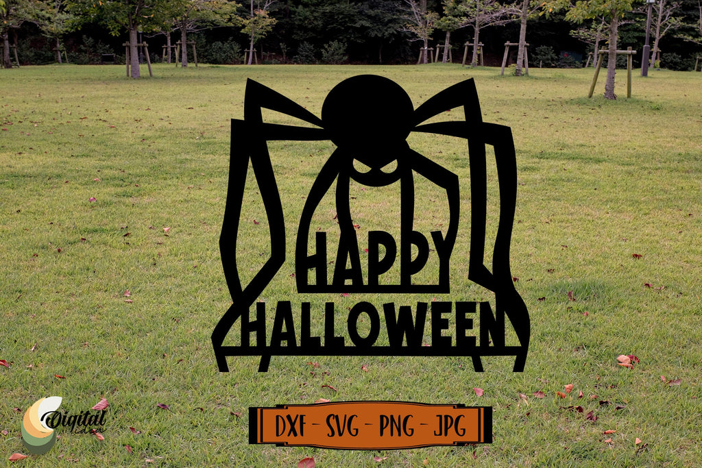 Halloween garden design Laser Cut. Scary spider design SVG. - So Fontsy