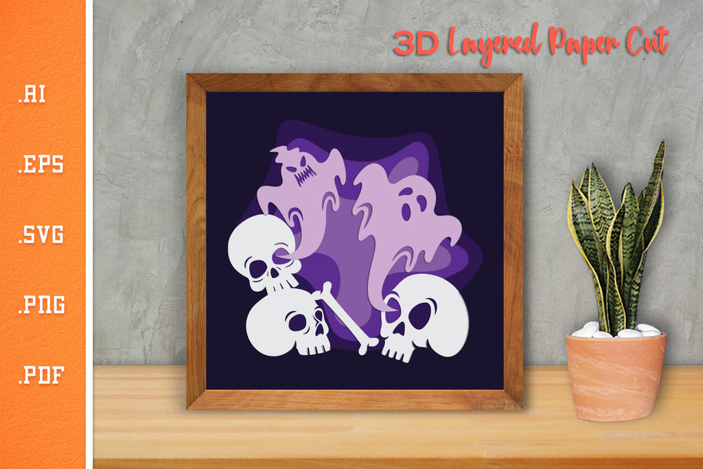 Halloween Ghost - 3D Layered Paper Cut SVG 7 - So Fontsy