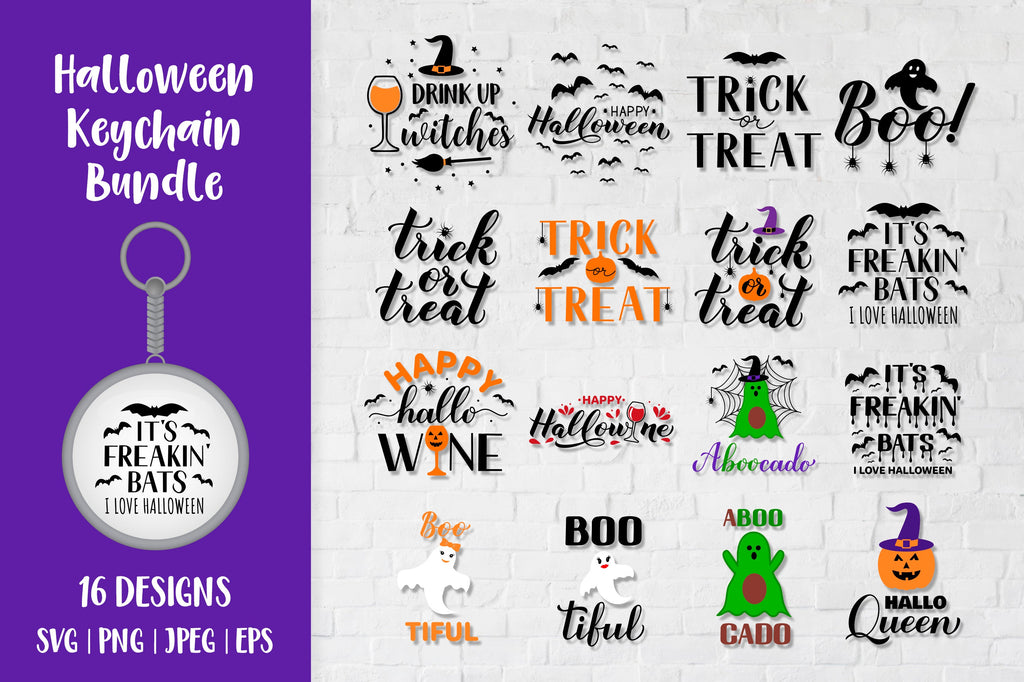 Halloween keychain bundle SVG. Halloween quotes keychains - So Fontsy