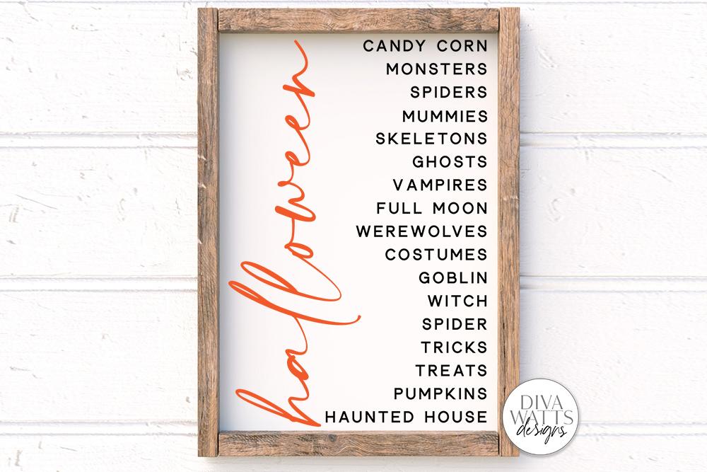 Halloween List SVG | Halloween Modern Farmhouse Sign | DXF and More ...