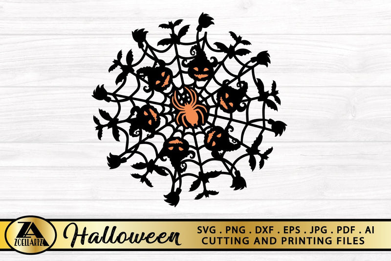 Halloween Mandala SVG PNG EPS DXF Halloween SVG for Cricut - So Fontsy