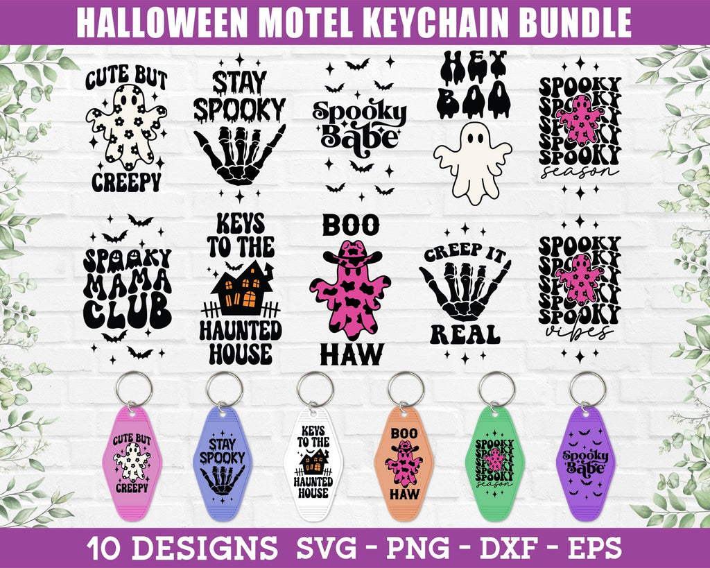 Halloween Motel Keychain SVG Bundle - Halloween SVG, Vintage Retro ...