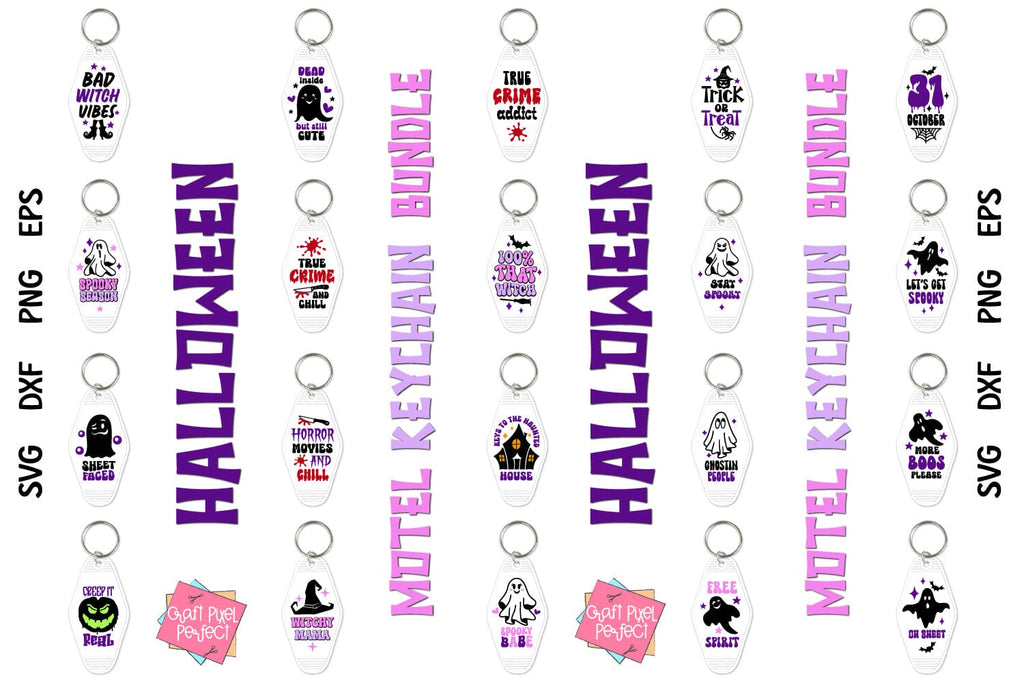 Halloween Motel Keychain SVG Bundle, Witch Hotel Keychain Svg - So Fontsy