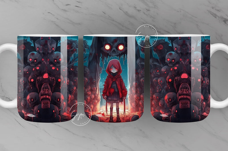 Halloween Mug Wrap, Zombie, Girl, Skulls, Spooky, Horror Design, Creepy ...