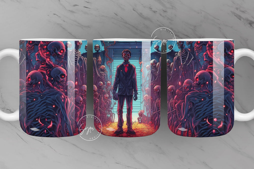 Halloween Mug Wrap, Zombie, Skeleton, Spooky, Horror Design, Creepy ...