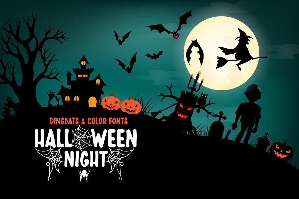Halloween Night Dingbats&Color Font - So Fontsy