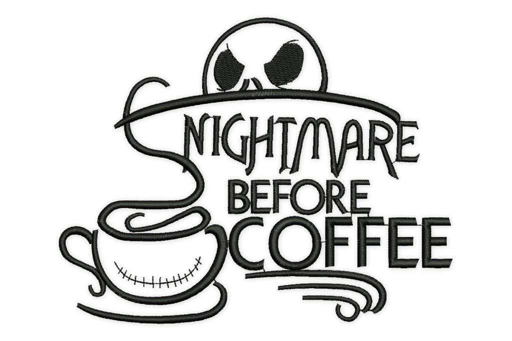 Halloween Nightmare Before Coffee, Halloween embroidery design, Coffee ...