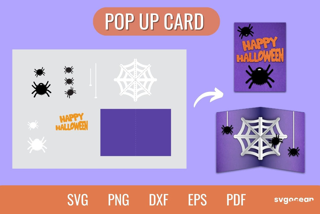 Halloween POP UP Card SVG Template - So Fontsy