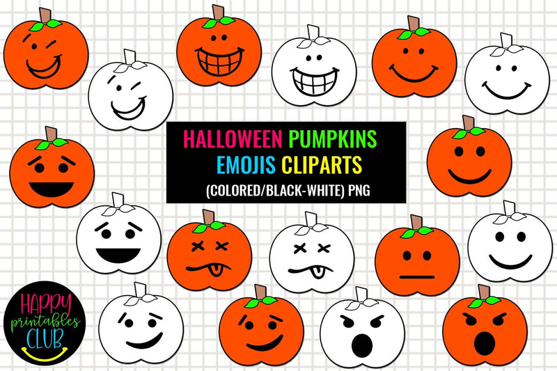 Halloween Pumpkins Emojis Cliparts- Halloween Pumpkins Cute - So Fontsy