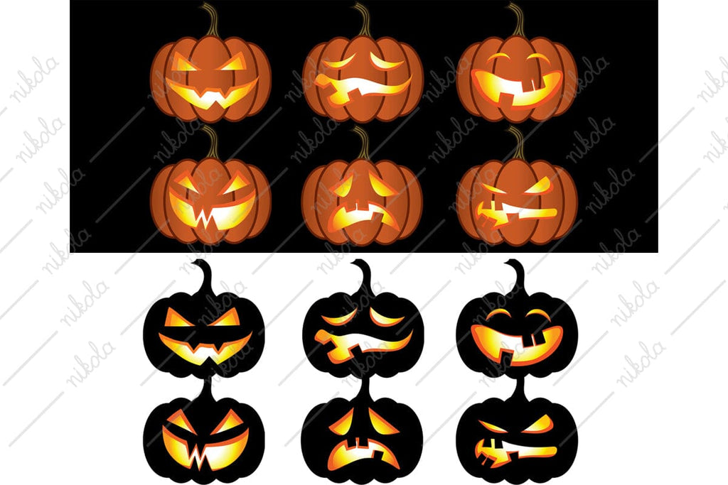 Halloween Pumpkins, Jack-O'-Lantern, Clipart - So Fontsy