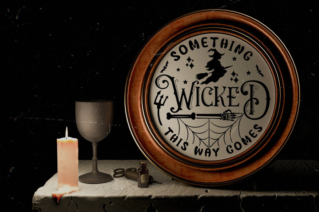 Halloween Round Sign SVG, Something Wicked SVG - So Fontsy