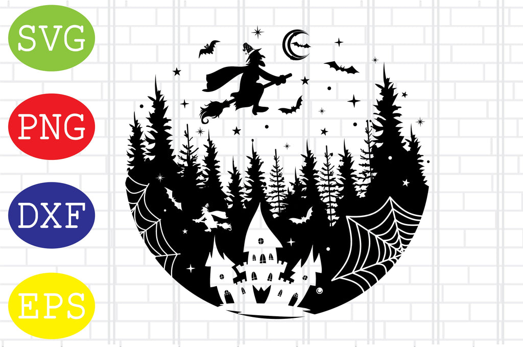 Halloween Scenes Svg, Spooky Svg, Cauldron Svg, Halloween Svg, Witch ...