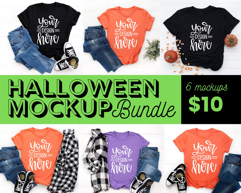 Halloween Shirt Mockup Bundle, Fall Mock up bundle - So Fontsy